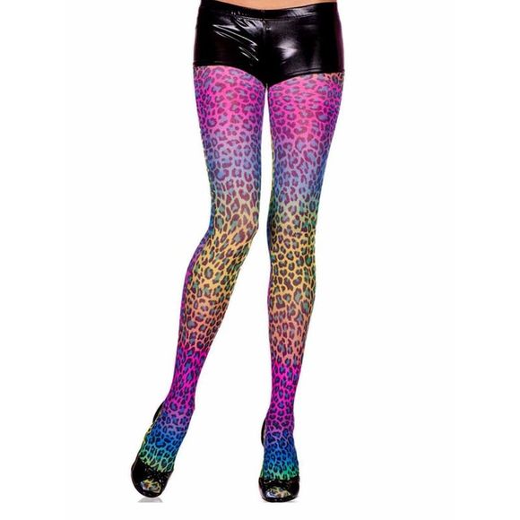 Luxury Divas | Accessories | Rainbow Color Leopard Print Hosiery Tights ...